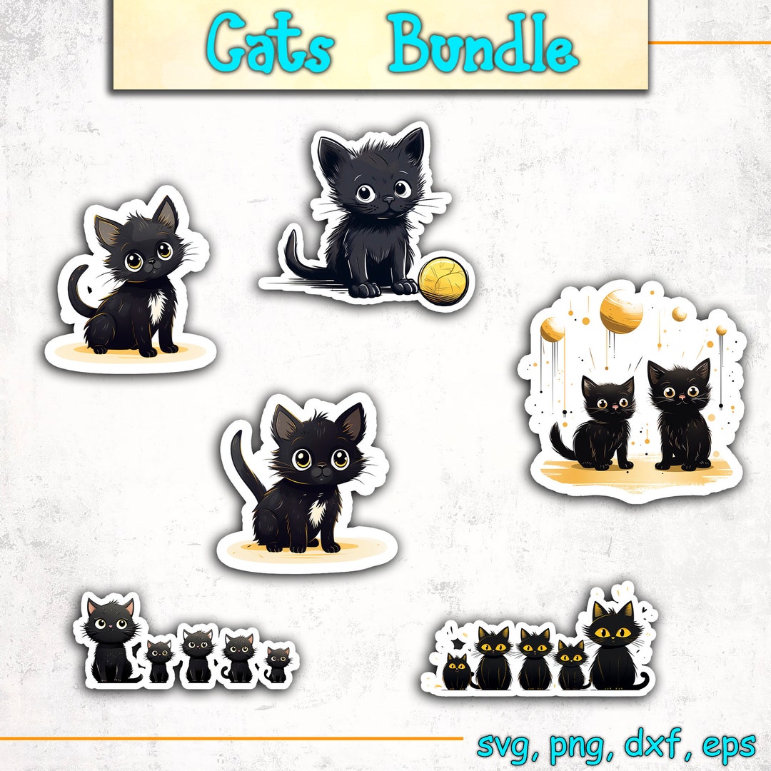 Printable Cat Stickers, Cute Cat Stickers, Cute Animal Stickers, Cat ...