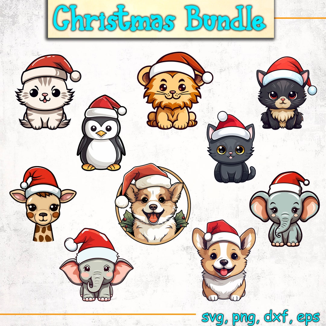 Christmas Svg Bundle, Christmas Clipart Animal, Christmas Svg Files for ...