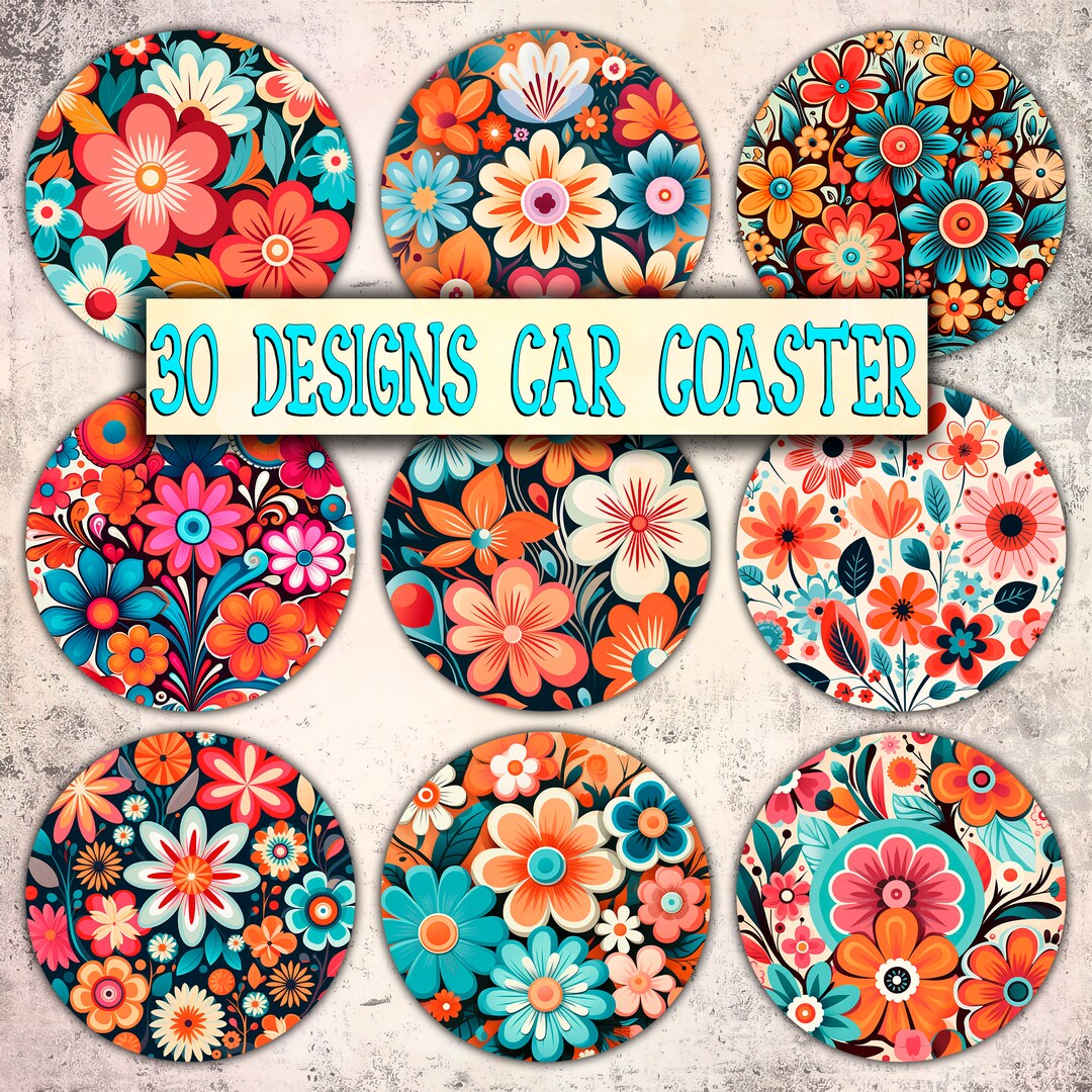Car Coaster Sublimation Designs, Car Coaster Png, Retro Car Coaster Png ...