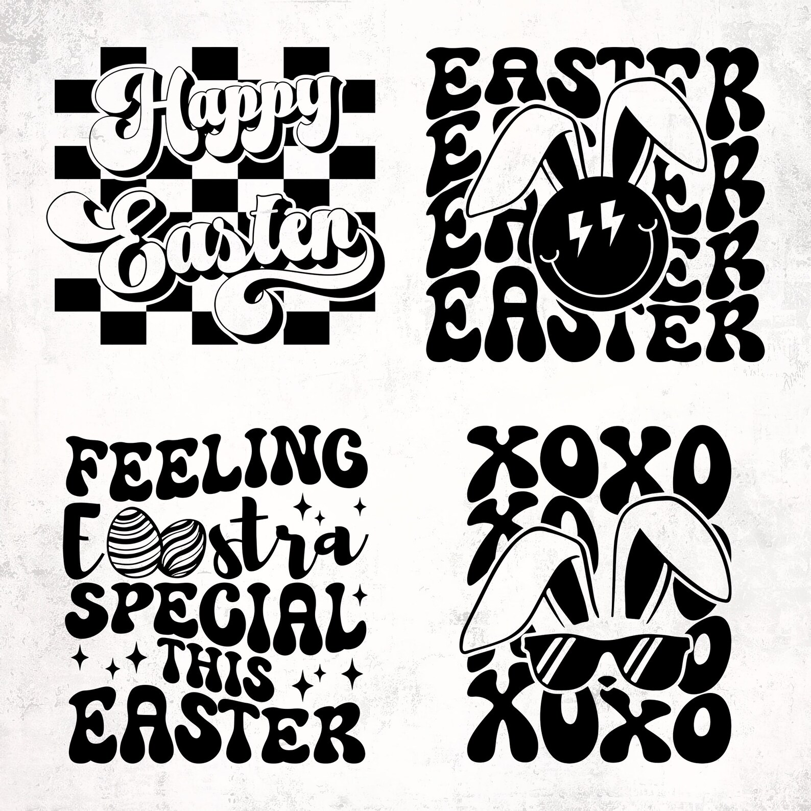 Happy Easter SVG Bundle, Easter SVG, Easter Quotes, Retro Easter Svg ...
