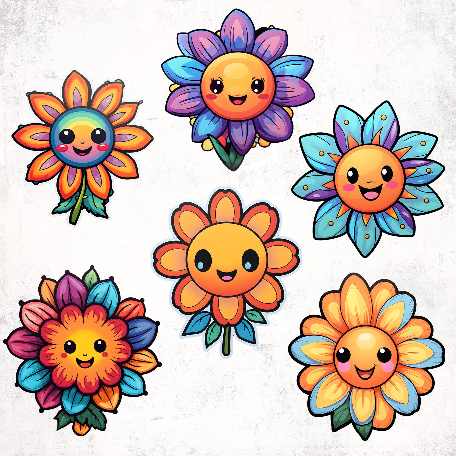 Printable Flowers Stickers, Cute Flowers Stickers, Retro Png, Sticker ...