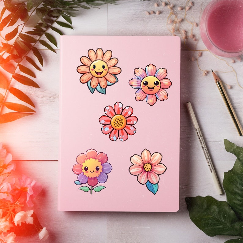 Printable Flowers Stickers, Cute Flowers Stickers, Retro Png, Sticker ...
