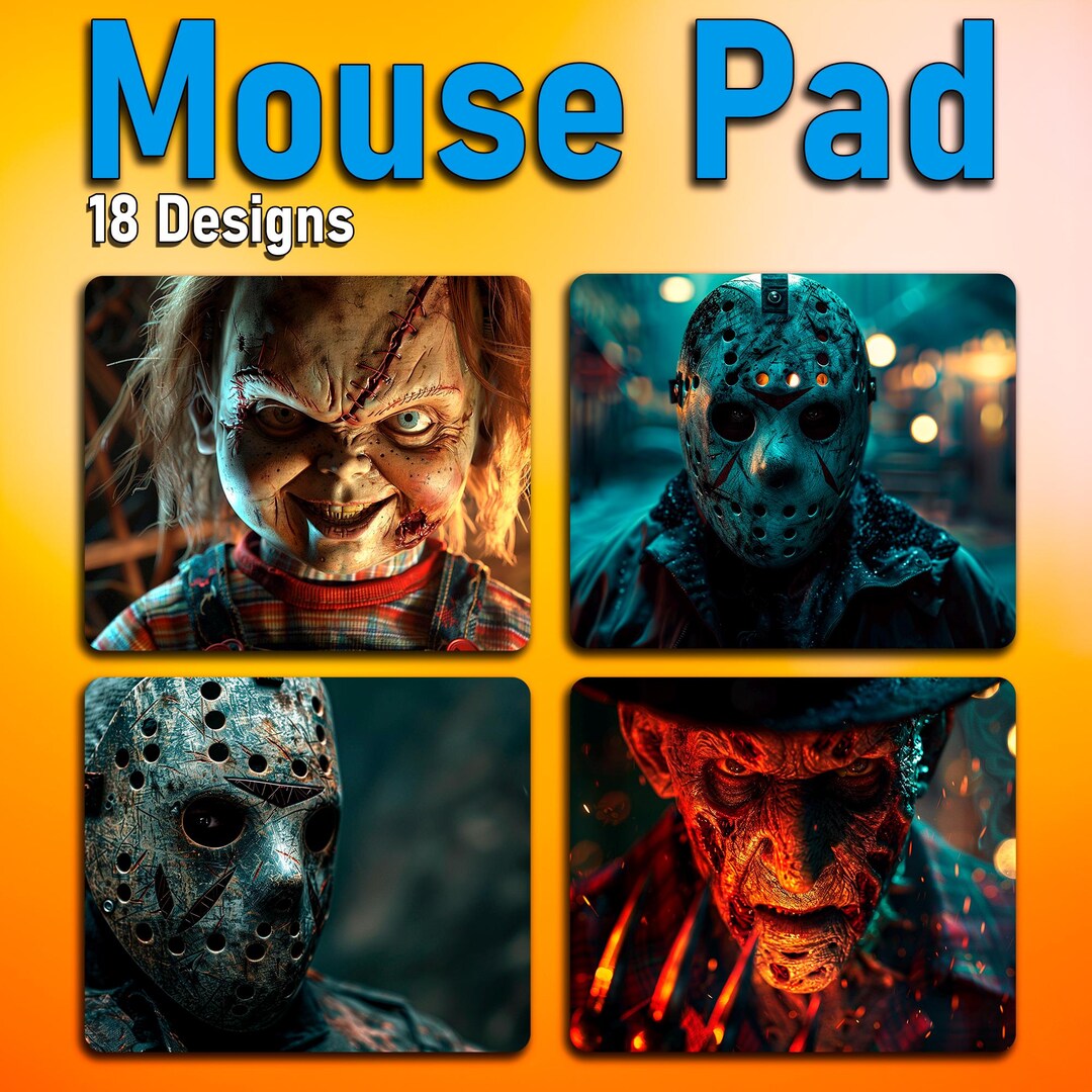 Horror Mouse Pad Sublimation Design Bundle, Mouse Pad Template ...