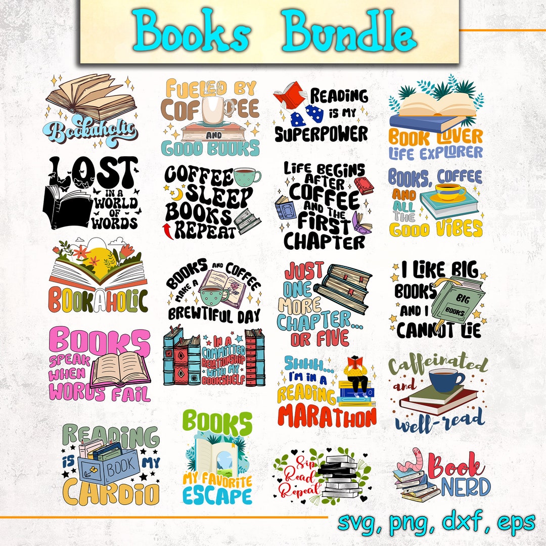 Book Lover Bundle Svg File, Book Svg, Library Svg, Cricut, Clip Art ...