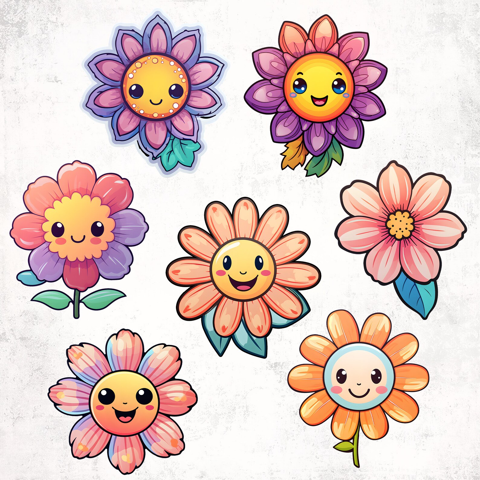 Printable Flowers Stickers, Cute Flowers Stickers, Retro Png, Sticker ...
