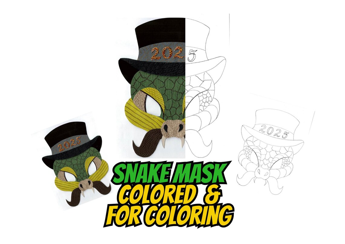 Printable Mask Snake, Snake Mask, Printable Masks Animals, Christmas ...
