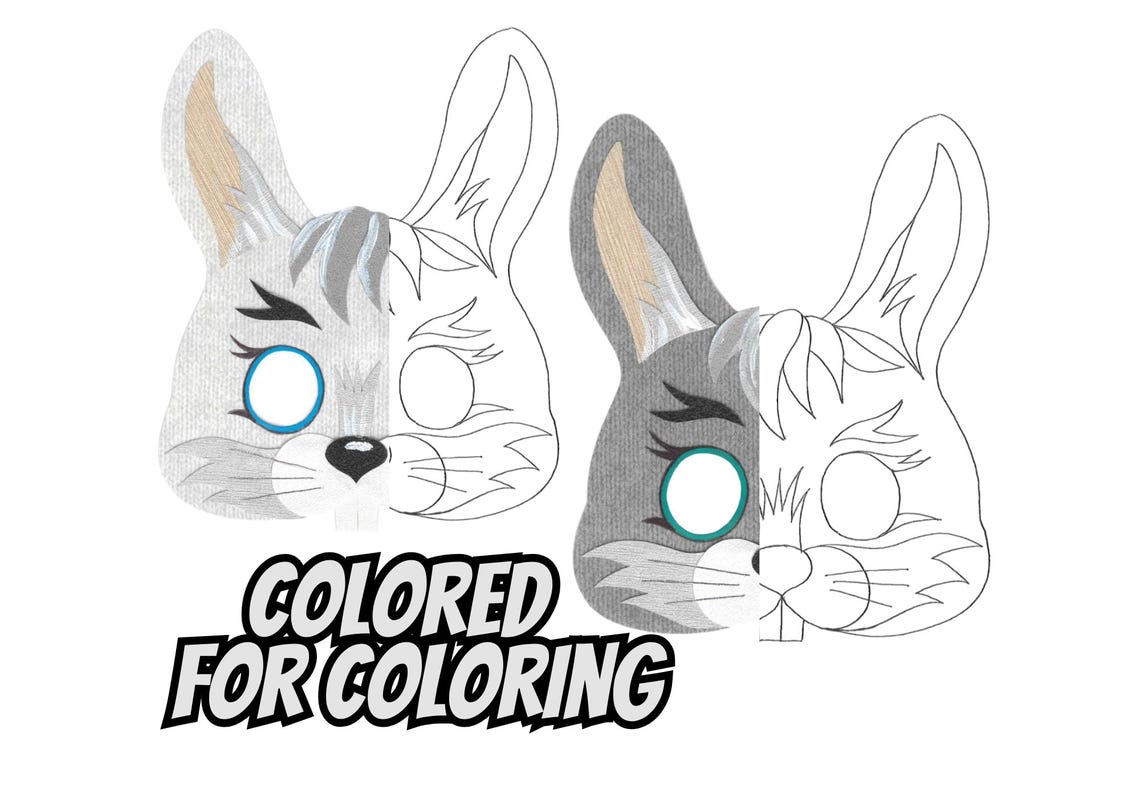 Printable Mask Bunny, Hare Mask, Printable Masks Animals, Christmas ...