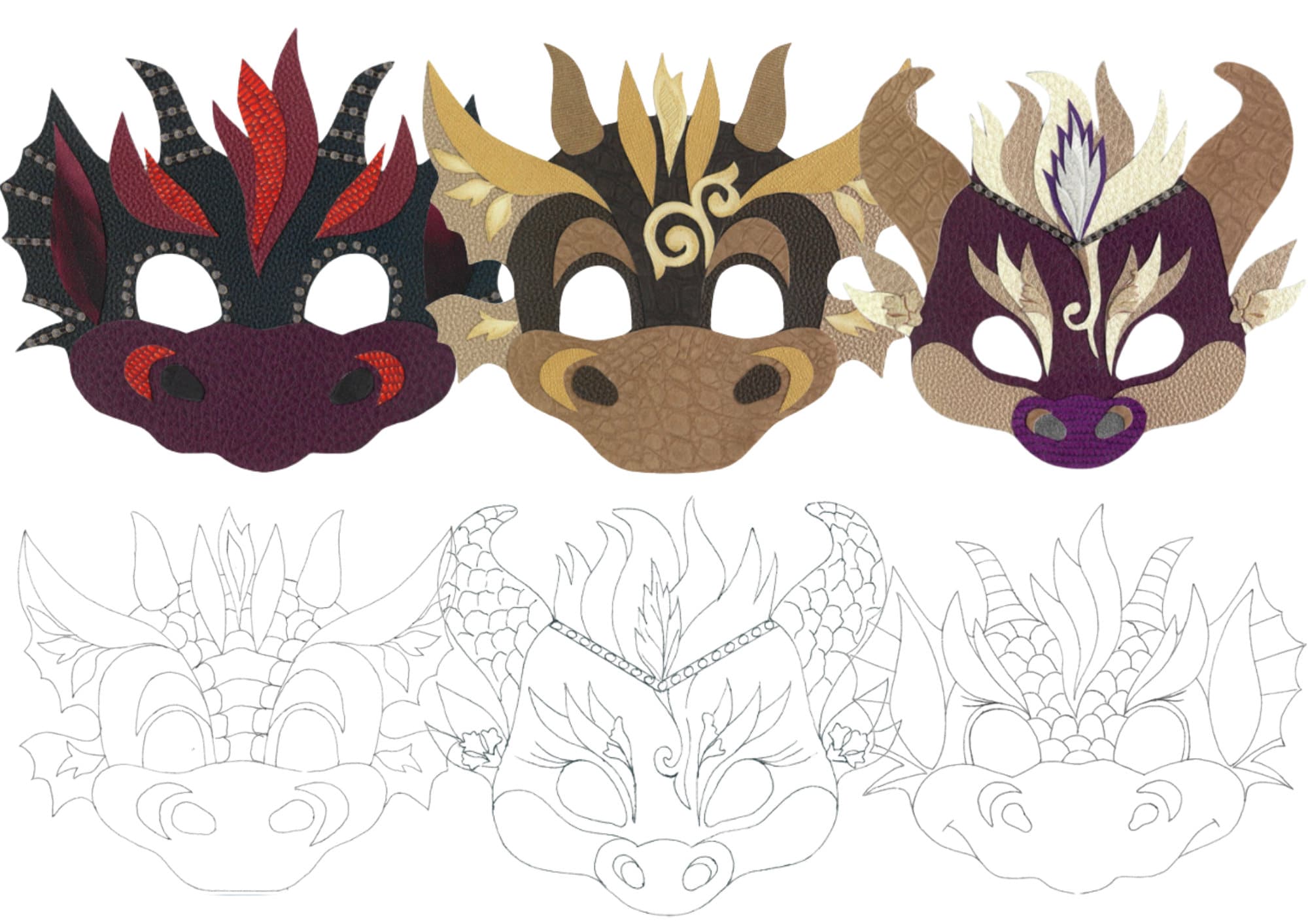 Printable Mask Dragon, Dragon Masks, Printable Masks Dragons, Christmas ...