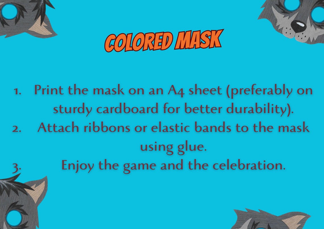 Printable Mask Wolf, Wolf Mask, Printable Masks Animals, Christmas ...