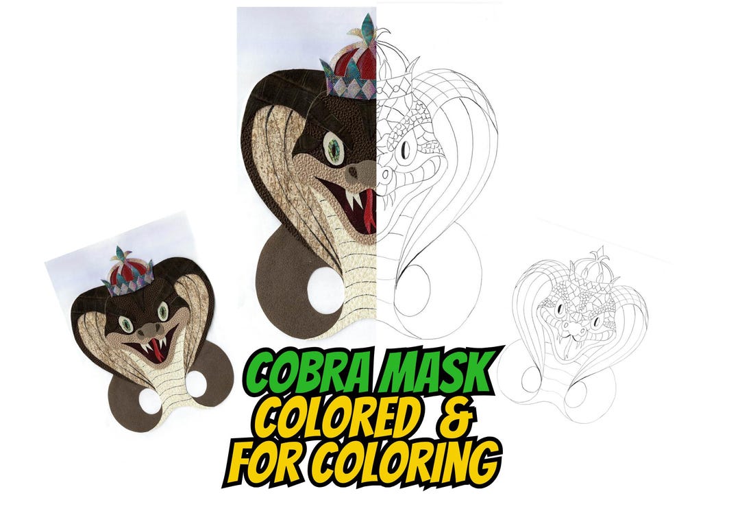 Printable Mask Snake, Snake KING Mask, Printable Masks Animals ...