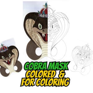 Printable Mask Snake, Snake KING Mask, Printable Masks Animals ...