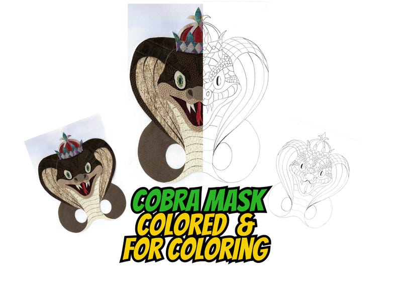 Printable Mask Snake, Snake KING Mask, Printable Masks Animals ...