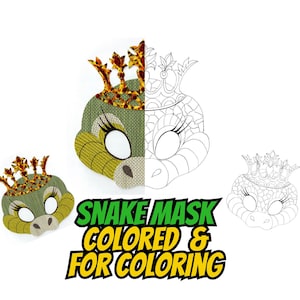 Printable Mask Snake, Snake Queen Mask, Printable Masks Animals ...