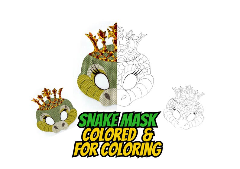 Printable Mask Snake, Snake Queen Mask, Printable Masks Animals ...