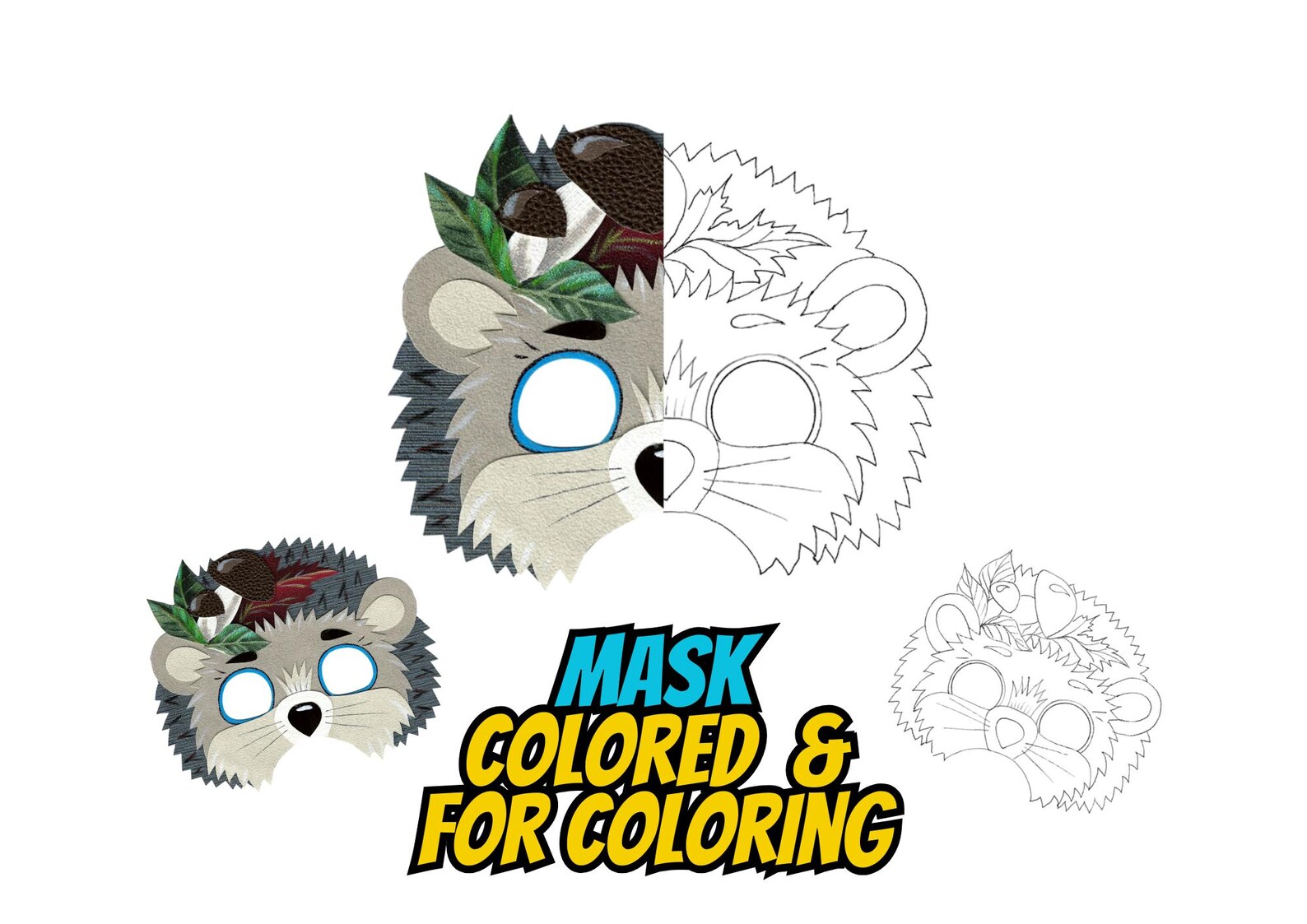 Printable Mask Hedgehog, Hedgehog Mask, Printable Masks Animals ...
