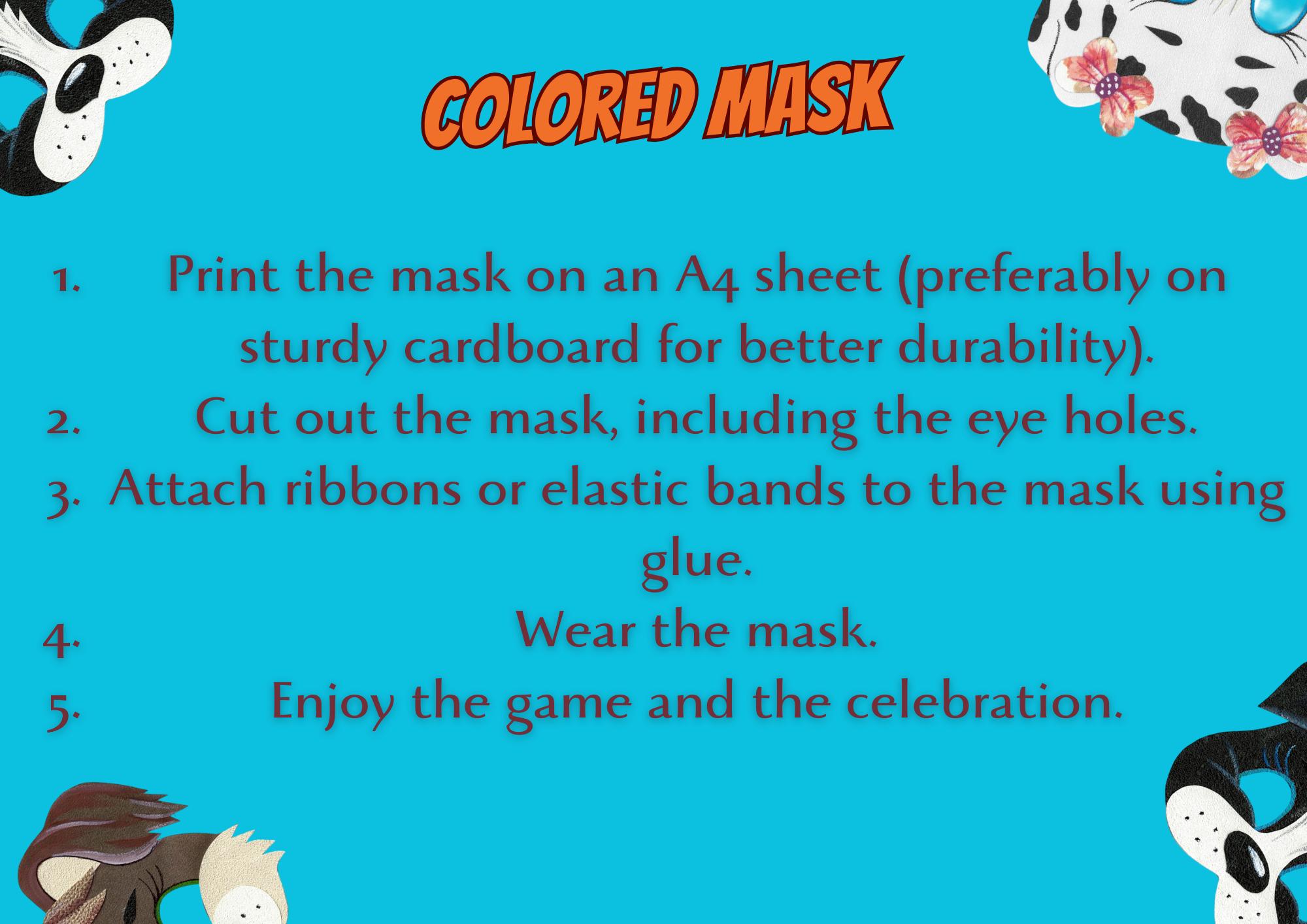 Pack Printable Masks Dogs, Brown, Black, Dalmatian Mask, Printable ...