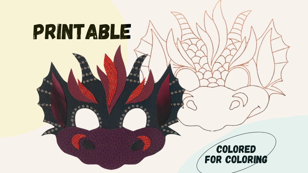 Printable Mask Dragon, Dragon Mask, Printable Masks Animals, Christmas ...