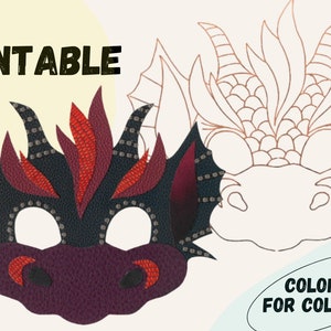 Printable Mask Dragon, Dragon Mask, Printable Masks Animals, Christmas ...