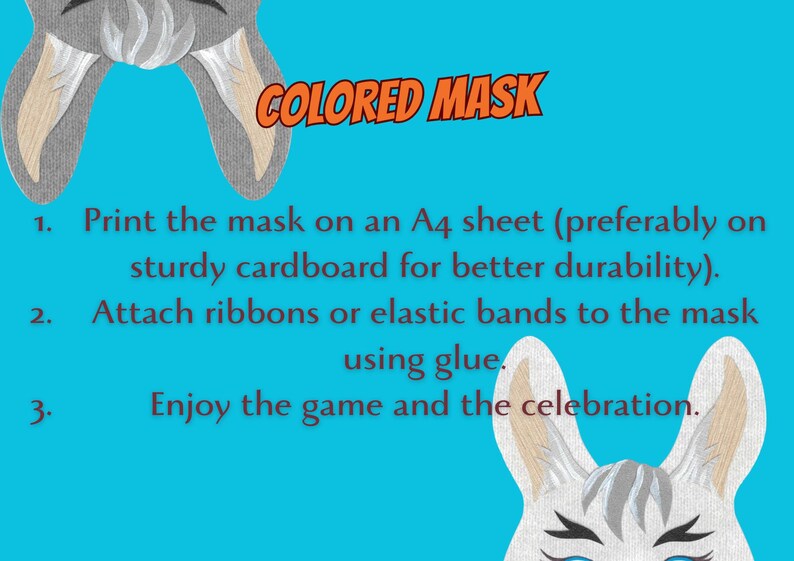 Printable Mask Bunny, Hare Mask, Printable Masks Animals, Christmas ...