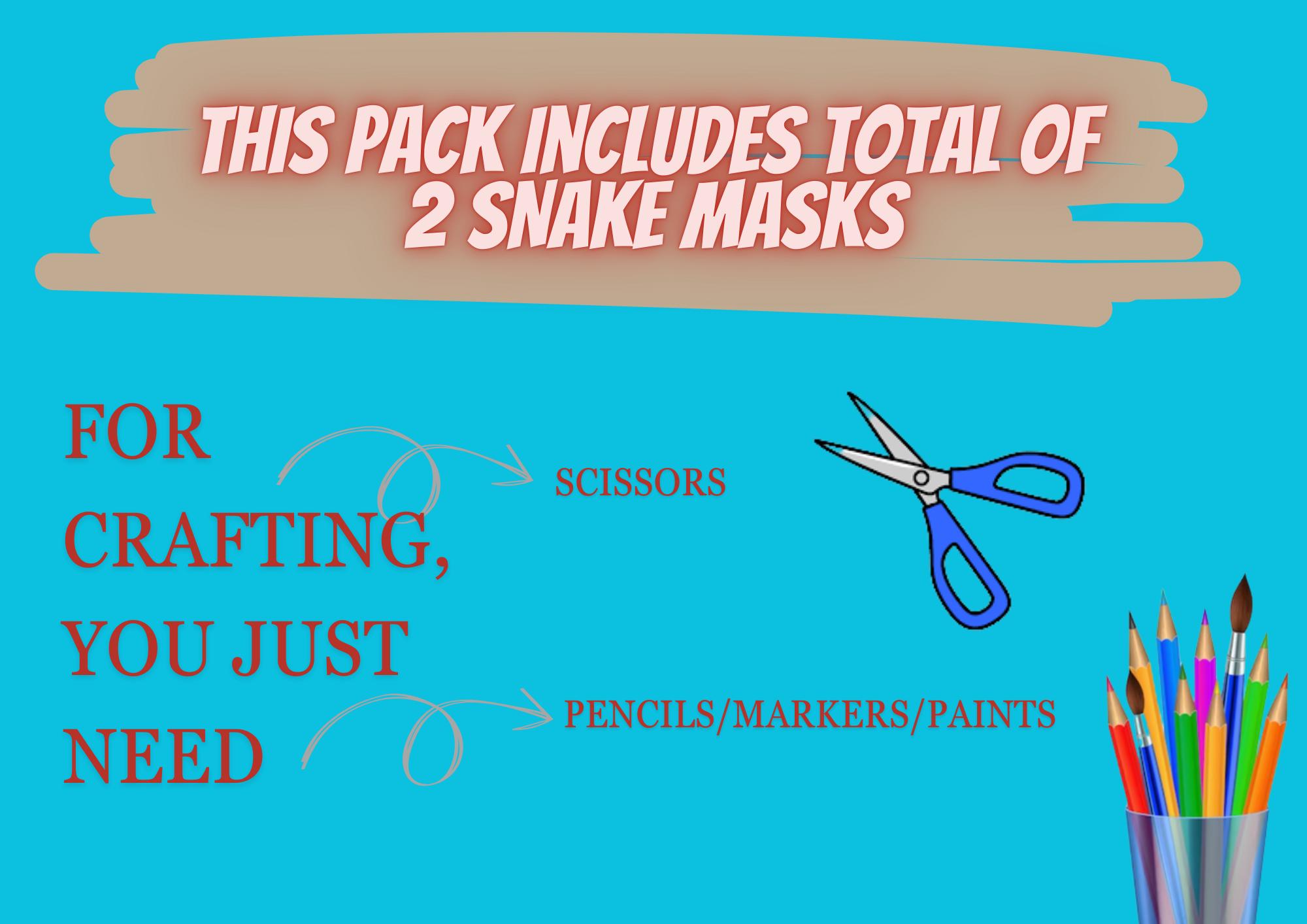 Printable Mask Snake, Snake KING Mask, Printable Masks Animals ...