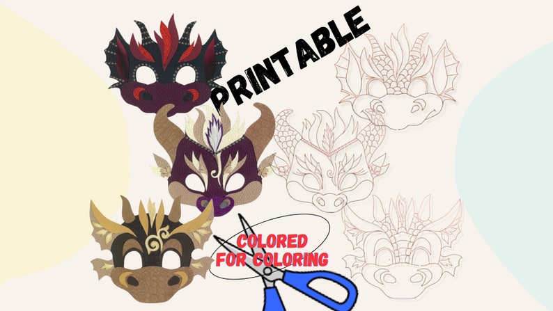 Printable Mask Dragon, Dragon Masks, Printable Masks Dragons, Christmas ...