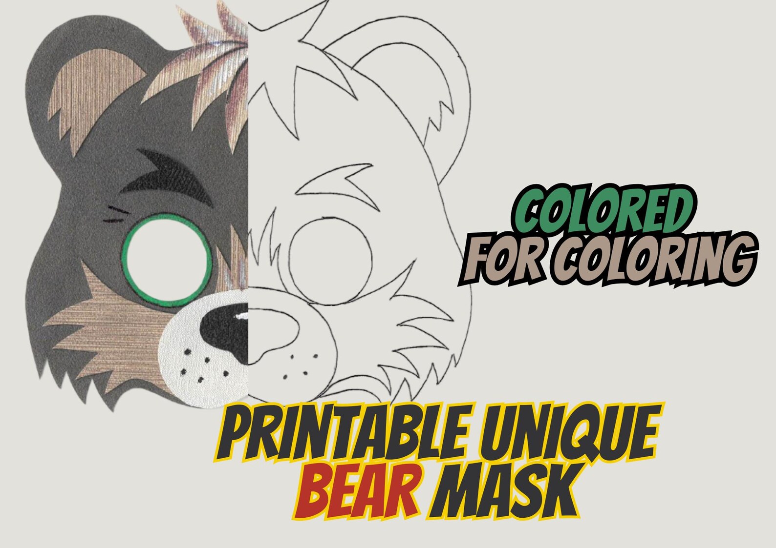 Printable Mask Bear, Bear Mask, Printable Masks Animals, Christmas ...