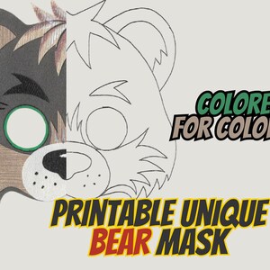 Printable Mask Bear, Bear Mask, Printable Masks Animals, Christmas ...