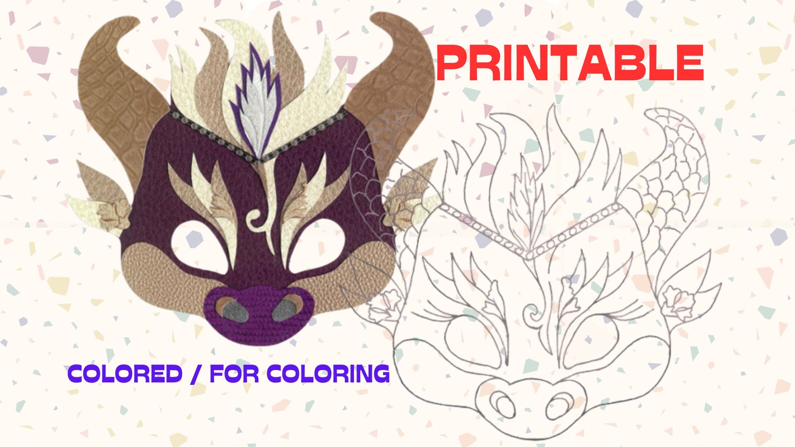 Printable Mask Dragon, Dragon Mask, Printable Masks Animals, Christmas ...