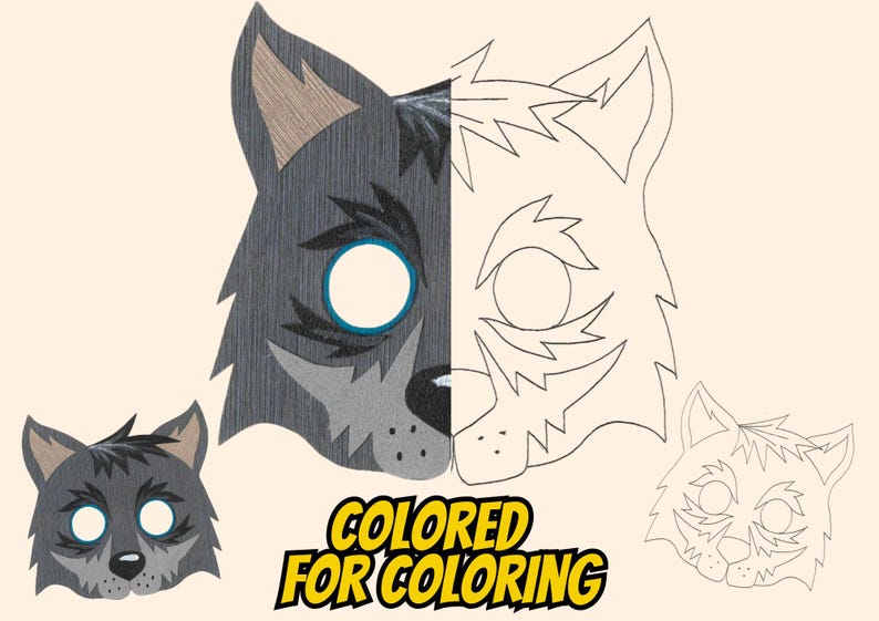 Printable Mask Wolf, Wolf Mask, Printable Masks Animals, Christmas ...