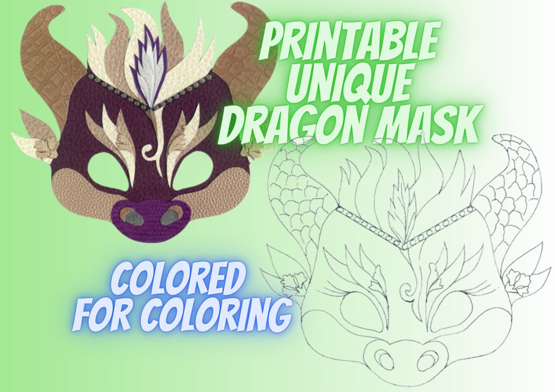 Printable Mask Dragon, Dragon Mask, Printable Masks Animals, Christmas ...