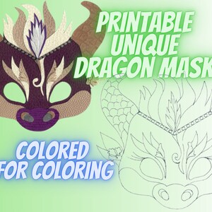 Printable Mask Dragon, Dragon Mask, Printable Masks Animals, Christmas ...