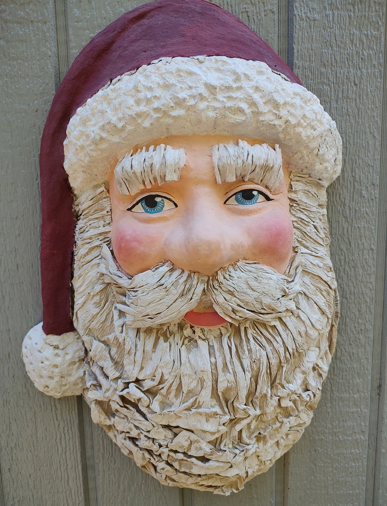 Extra Large Santa Head Paper Mache Santa Christmas Decoration - Etsy