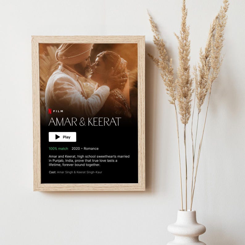 Custom Netflix Style Movie Poster for Couples - Personalized Valentine ...