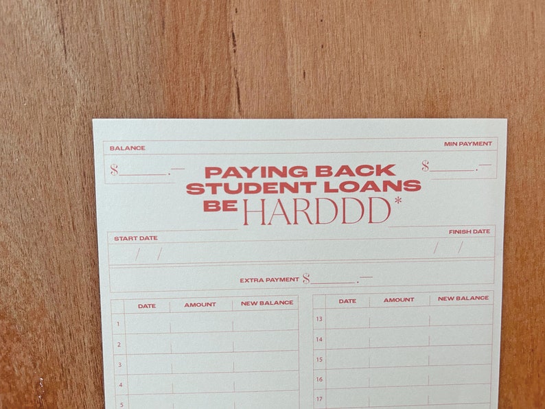Student Loan Debt Tracker Printable Print Out Digital Download - Etsy