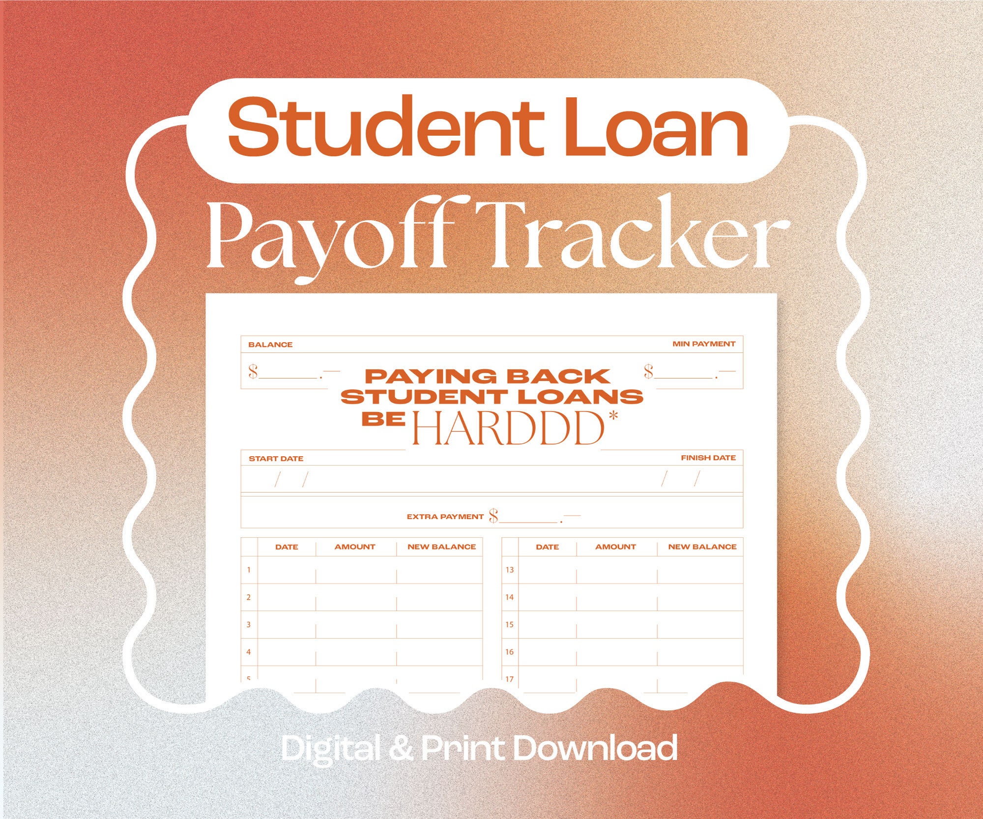 Student Loan Debt Tracker Printable Print Out Digital Download - Etsy