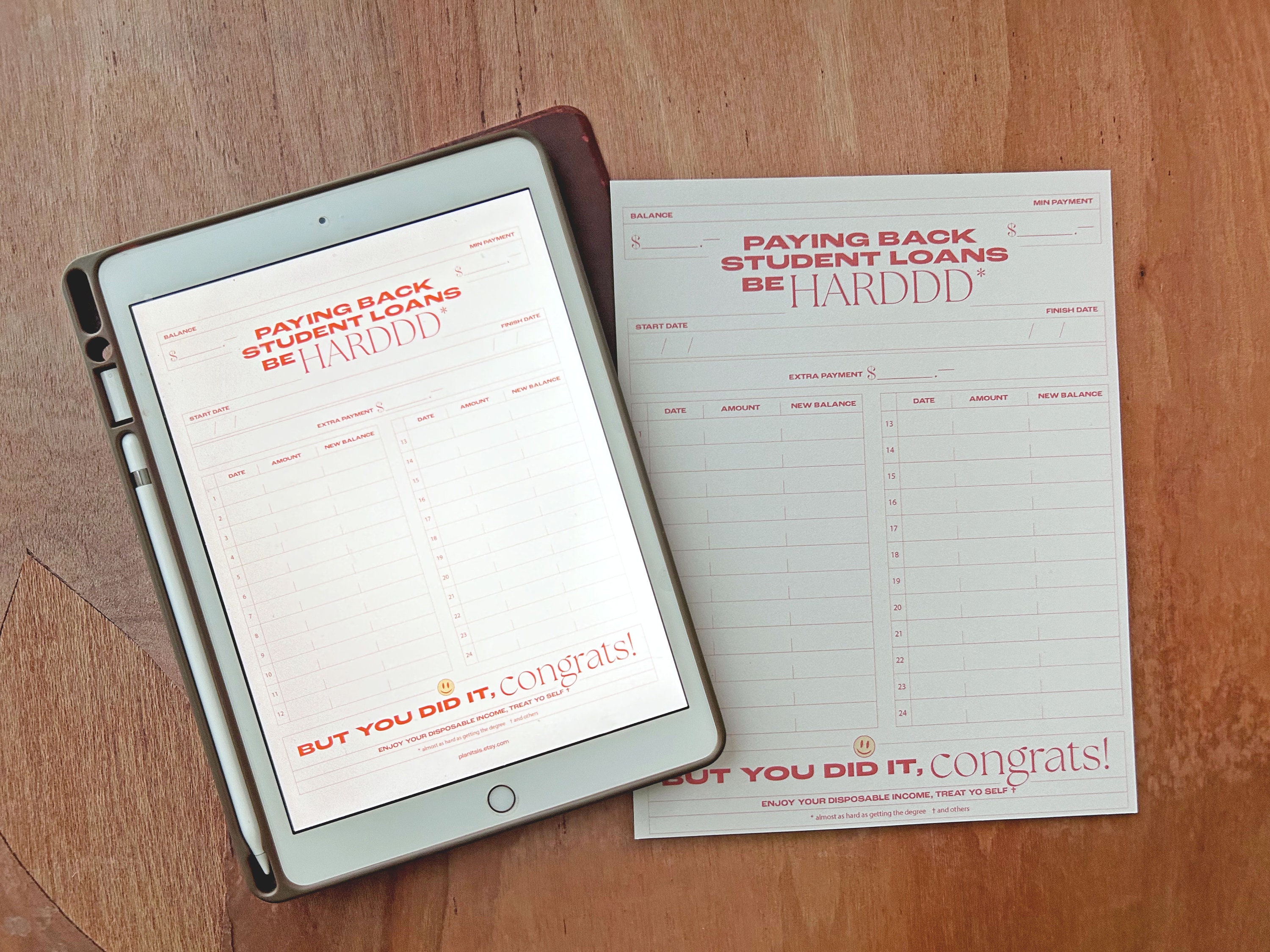 Student Loan Debt Tracker Printable Print Out Digital Download - Etsy