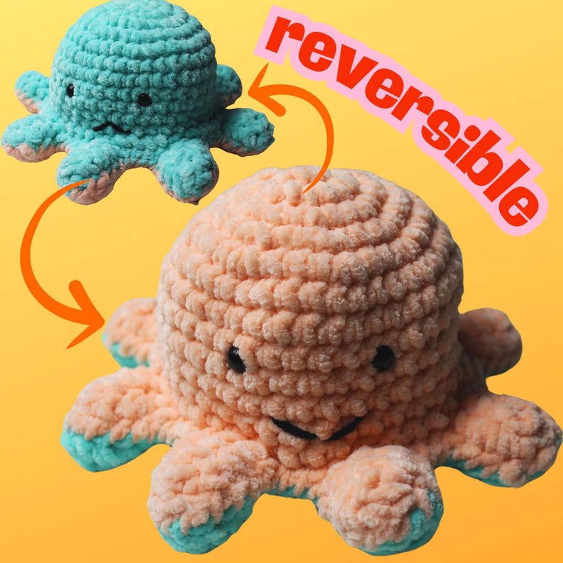 Reversible Octopus Crochet Pattern – Cute Plush Amigurumi Toy, Easy PDF ...