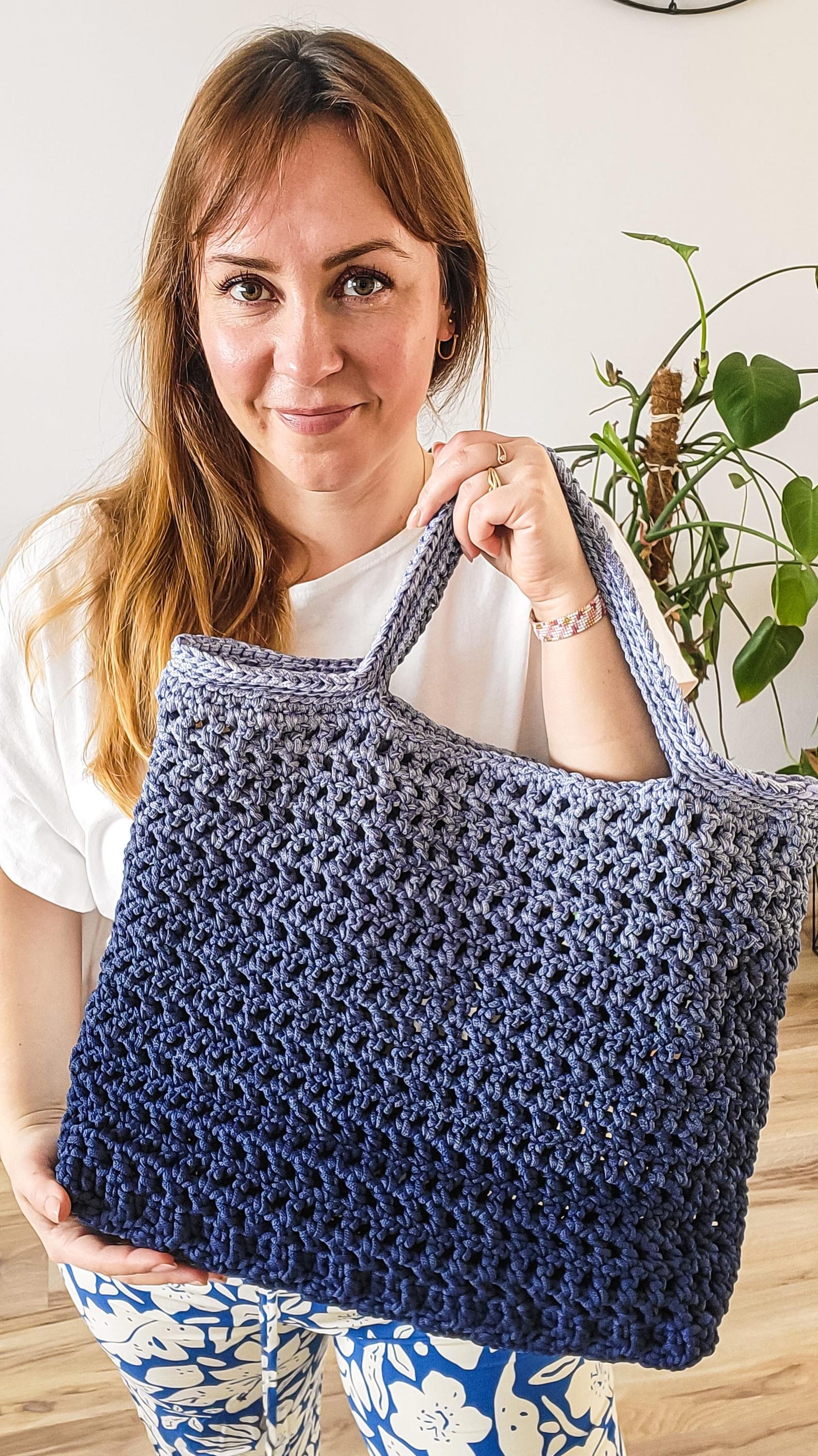 Crochet Mesh Shopper Bag Pattern – Easy Ombre Market Tote (digital ...