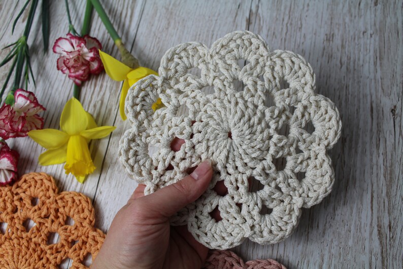 Crochet Flower Coaster Pattern, Easy Coasters Pattern, Digital Download ...