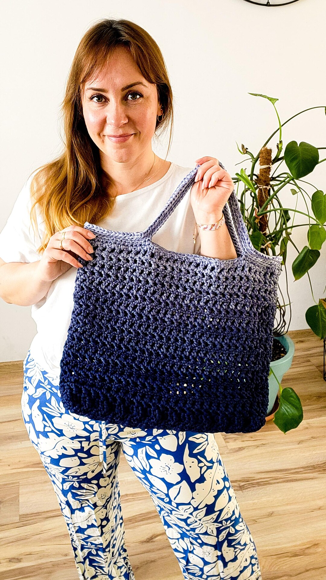 Crochet Mesh Shopper Bag Pattern – Easy Ombre Market Tote (digital ...