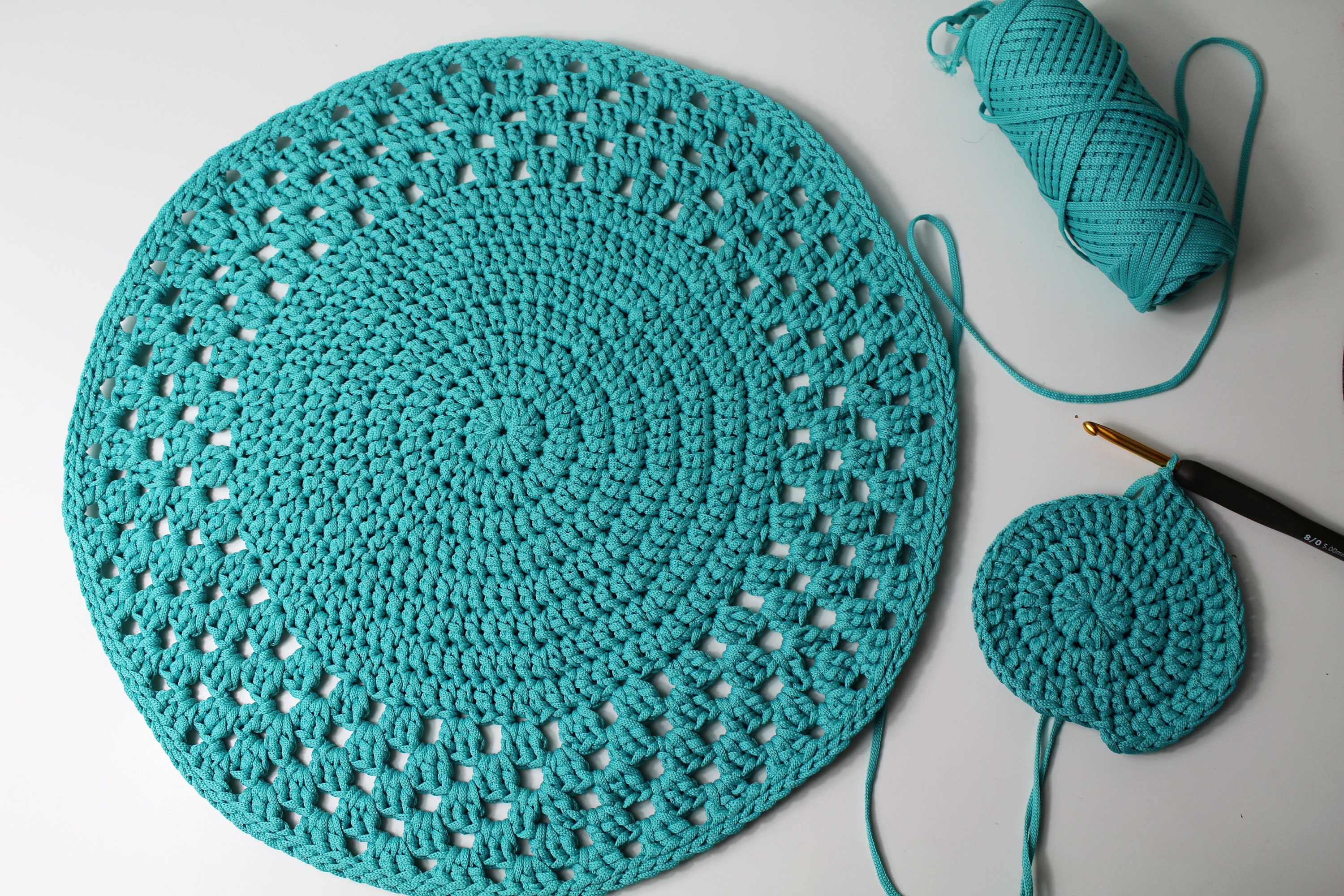 Crochet Round Placemat Pattern, Easy Table Mat Crochet Pattern. Pdf ...