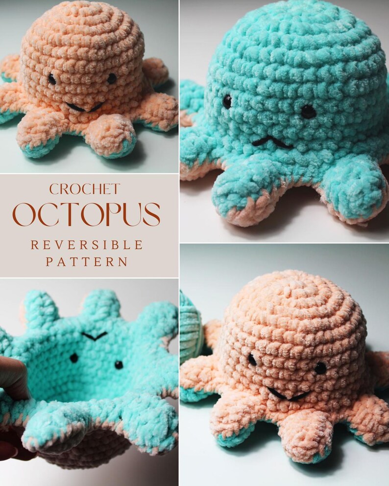 Reversible Octopus Crochet Pattern – Cute Plush Amigurumi Toy, Easy PDF ...