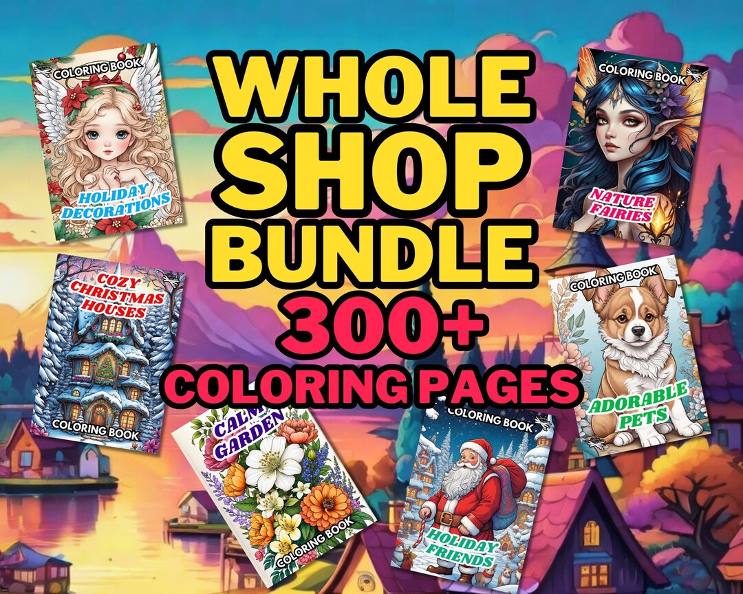 300 Coloring Pages Lifetime Access Whole Shop Bundle - Etsy UK