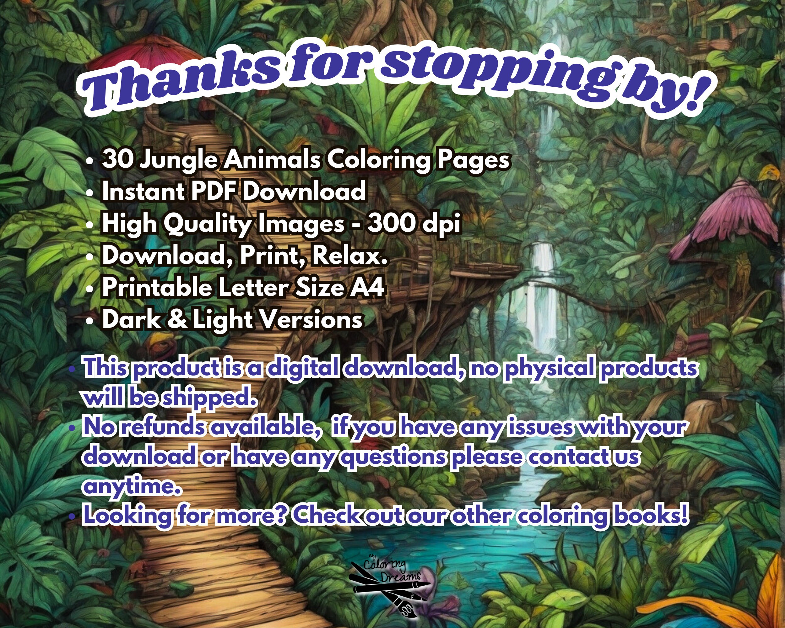 30 Jungle Animals Coloring Pages High Quality PDF Download, Adults Kids ...