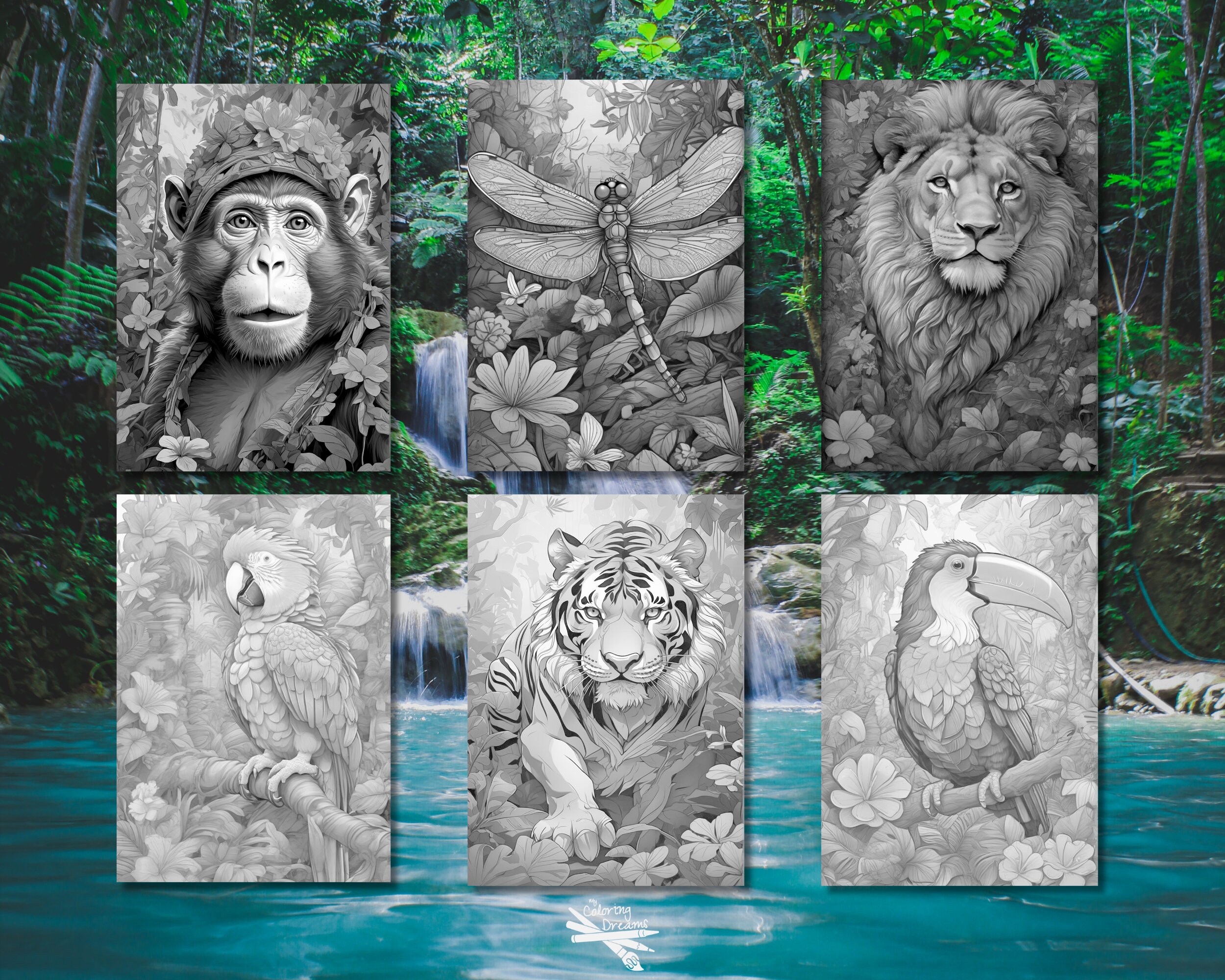 30 Jungle Animals Coloring Pages High Quality PDF Download, Adults Kids ...