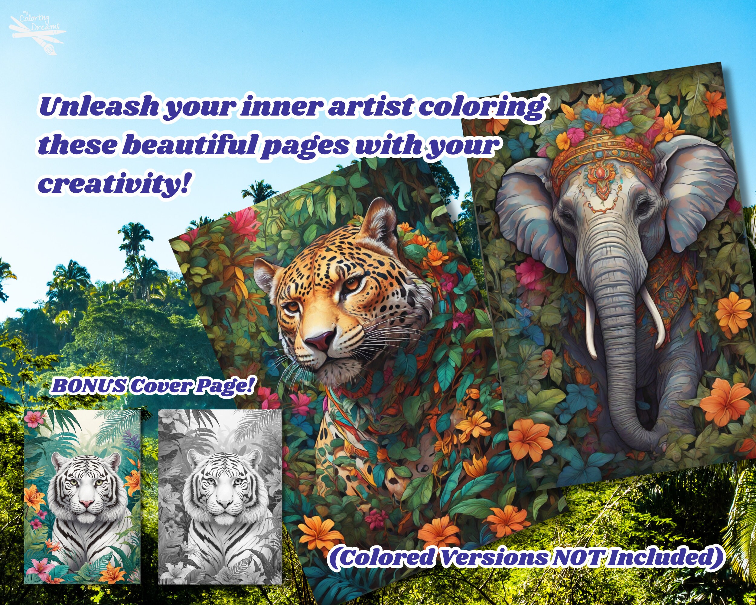 30 Jungle Animals Coloring Pages High Quality PDF Download, Adults Kids ...