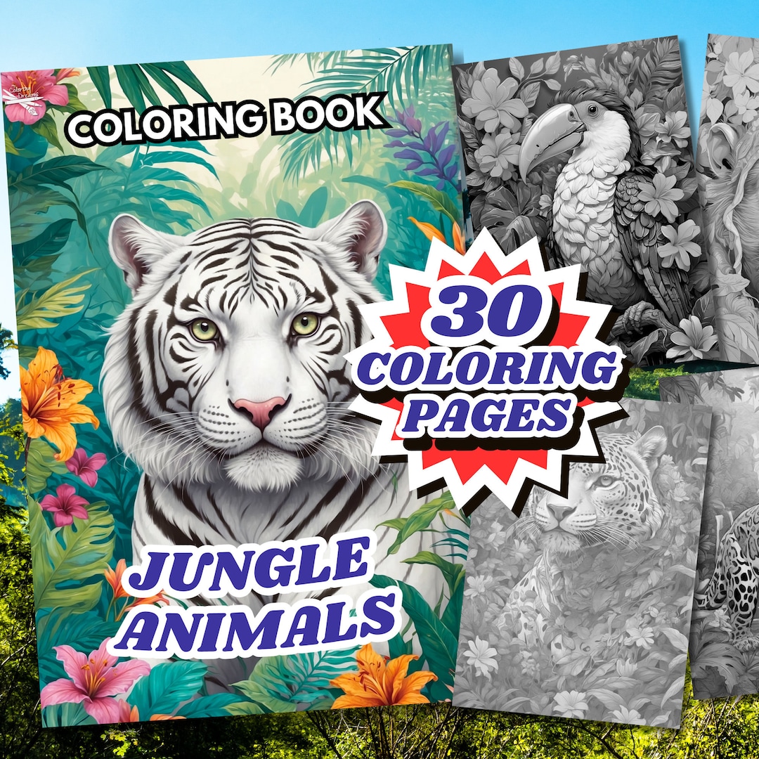 30 Jungle Animals Coloring Pages High Quality PDF Download, Adults Kids ...