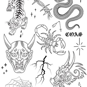 Unique Tattoo Flash Sheet - Etsy