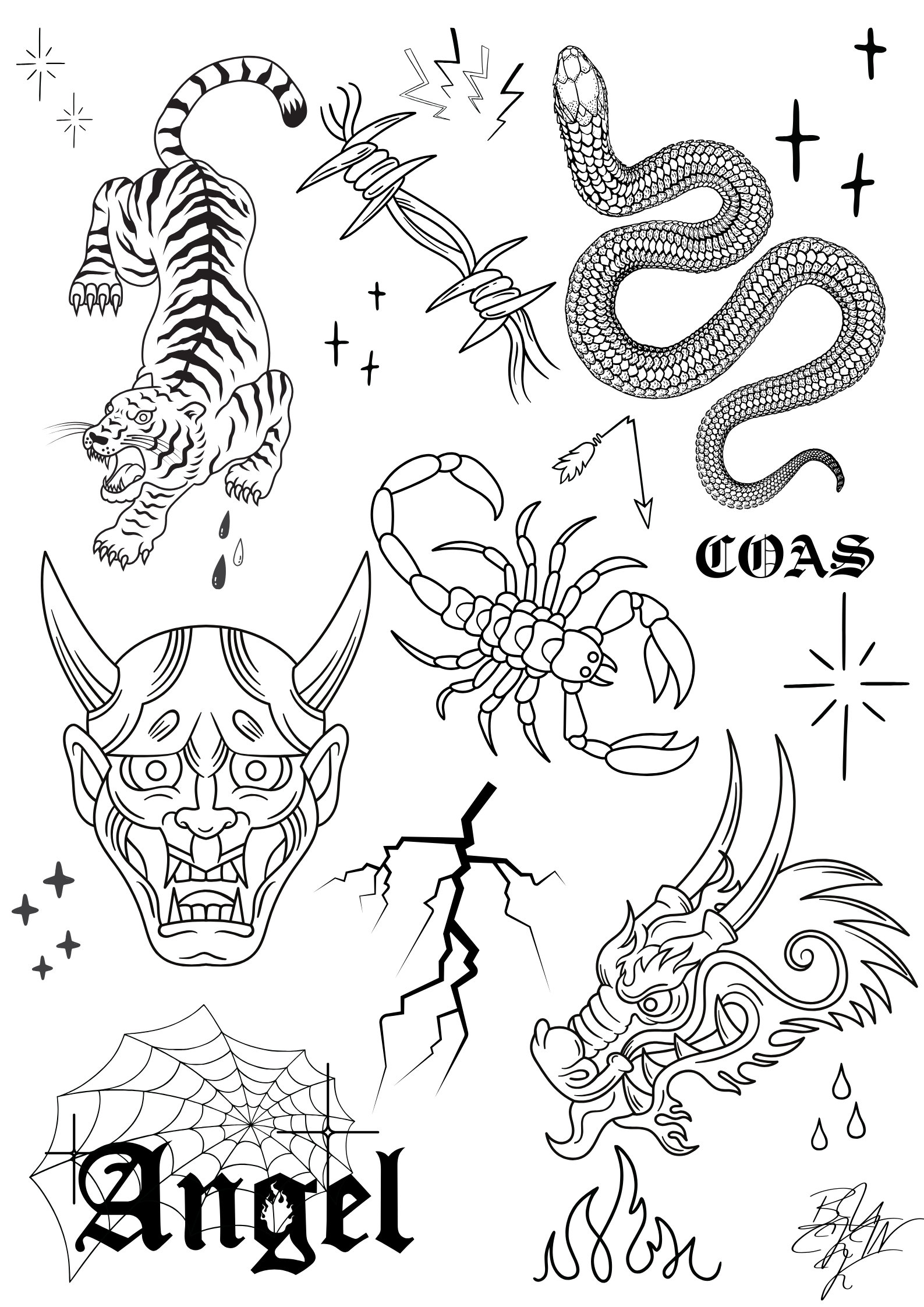 Unique Tattoo Flash Sheet - Etsy