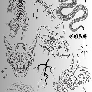 Unique Tattoo Flash Sheet - Etsy